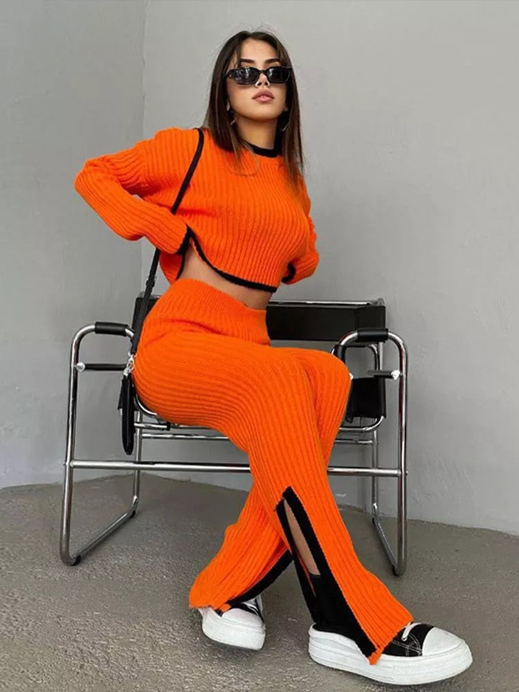 Side Split Knit Two Piece Sets – Thekittenpark